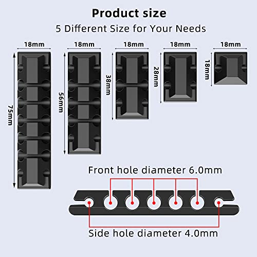 MOGINSOK 177pcs Cable Management Kit, 4xCable Sleeves 10 Cable Cord Holders 41 Cable Clips/Straps 100pcs Cable Ties 2 Roll Self Adhesive 20pcs Velcro Tape Cable Organizers for Car Desk Home Office