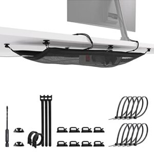 cable management net - under desk wire management - flexible under desk cable management tray black