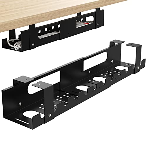 2PACKS Cable Management Under Desk Tray Adjustable Large Under Table Cord Wire Organizer for Standing Desk