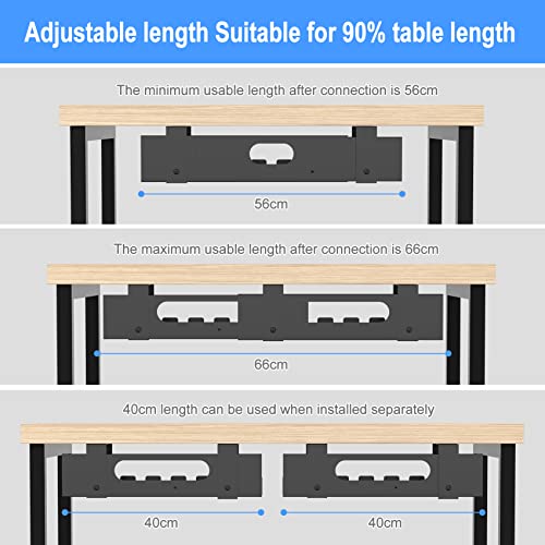 2PACKS Cable Management Under Desk Tray Adjustable Large Under Table Cord Wire Organizer for Standing Desk