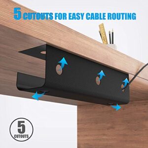 Yecaye 2 Pack Under Desk Cable Management Tray, 31.5in Desk Cord Organizer for Wire Management Tray, Perfect for Standing Desk Cable Tray, No Screw No Drill Cable Raceway for Office, Home, Black