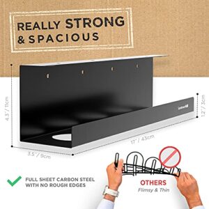 Under Desk Cable Management Tray - No Drill Cable Management for Glass Desk. Under Desk Cable Organizer for Wire Management. Perfect Standing Desk Cable Management Rack (Black Wire Tray - Single 17'')