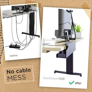 Under Desk Cable Management Tray - No Drill Cable Management for Glass Desk. Under Desk Cable Organizer for Wire Management. Perfect Standing Desk Cable Management Rack (Black Wire Tray - Single 17'')