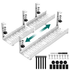 under desk cable management tray,retractable cord organizer for desk,no drill cable management for glass desk，sturdy metal cable management under desk with clamp for home office