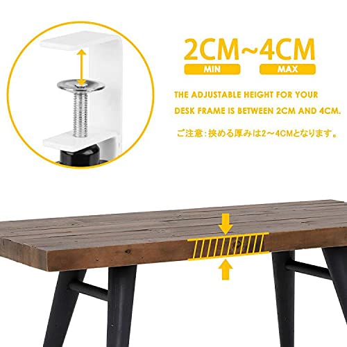 Under Desk Cable Management Tray 2 Packs, 40 cm Under Desk Cord Organizer with Clamp Mount System for Wire Management, Metal Wire Cable Holder for Desks, Offices and Kitchens, No Need to Drill Holes