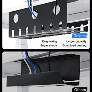 Under Desk Cable Management Tray 2 Pack, Metal Cable Tray Basket for Wire Management, No Drill/Drill PC Cord Organizer for Home Office Computer Desk Cable Hider, 15.75x4.72x4.72in, Black Raceway