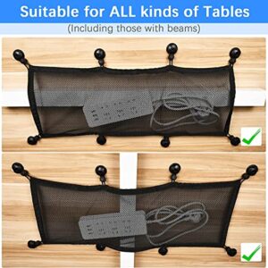 Under Desk Cable Management Net - 26''X10'' No Drilling Flexible Operation Mesh Cable Duct Concealer with Wire Organizer and Desk Cord Organizer