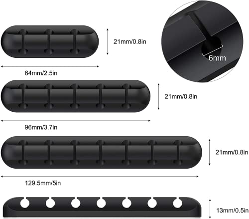 SOULWIT Cable Holder Clips, 3-Pack Cable Management Cord Organizer Clips Silicone Self Adhesive for Desktop USB Charging Cable Nightstand Power Cord Mouse Cable Wire PC Office Home