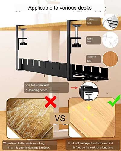 desktop cable management –under desk cable with Adhesive Cable Clips, Cable Hooks, Hook and Loop Cable Holder – Cord Organizer for Desk, Reception, Office – Adjustable Wire Holder (Black)