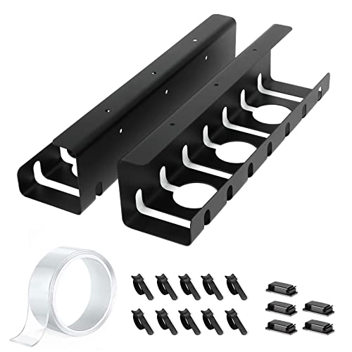 2 Pack Under Desk Cable Management Tray - 31.5in Desk Cord Organizer for Wire Management Tray, No Screw No Drill Cable Raceway for Standing Desk, Large Rack, Black Raceway Tray