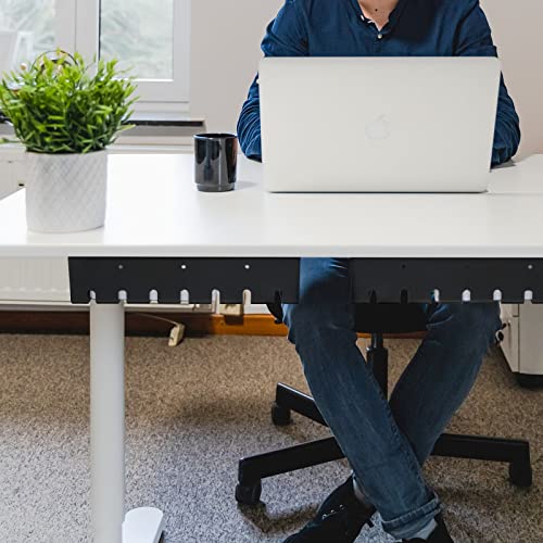 2 Pack Under Desk Cable Management Tray - 31.5in Desk Cord Organizer for Wire Management Tray, No Screw No Drill Cable Raceway for Standing Desk, Large Rack, Black Raceway Tray