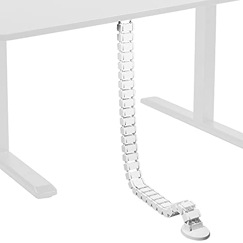 VIVO Vertebrae Cable Management Kit, Height Adjustable Desk Quad Entry Wire Organizer, White, DESK-AC01C-W