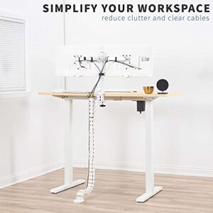 VIVO Vertebrae Cable Management Kit, Height Adjustable Desk Quad Entry Wire Organizer, White, DESK-AC01C-W