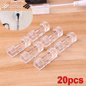 20pcs Adhesive Cable Clips Clear Wire Holders Cord Clips for Wall, Strong Cord Organizer Cable Management Under Desk, Car, Christmas Light Clips Indoor & Outdoor Stick