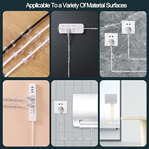 20pcs Adhesive Cable Clips Clear Wire Holders Cord Clips for Wall, Strong Cord Organizer Cable Management Under Desk, Car, Christmas Light Clips Indoor & Outdoor Stick