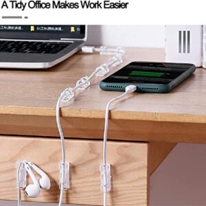 20pcs Adhesive Cable Clips Clear Wire Holders Cord Clips for Wall, Strong Cord Organizer Cable Management Under Desk, Car, Christmas Light Clips Indoor & Outdoor Stick