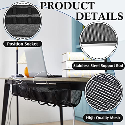 40 Inch Desk Cable Management Tray, Cord Organizer, and Cable Concealer with 12 Adjustable Straps for Home or Office with 10 Nylon Cable Ties, 5 Hole Cable Ties, and 10 Hook and Loop Cable Ties