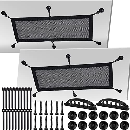 2 Sets Cable Management Net Under Desk Kit, 27 x 9'' Privacy Large Capacity Cord Organizer with 2 Desk Cord Organizer 6 Hooks 6 Screws and 20 Cable Ties for Office Standing Desk Home