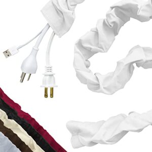 cordinate fabric cord cover, 6 ft, hides cables, great for lamps, light fixtures, and desks, cable management, easy installation, eggshell white, 40723