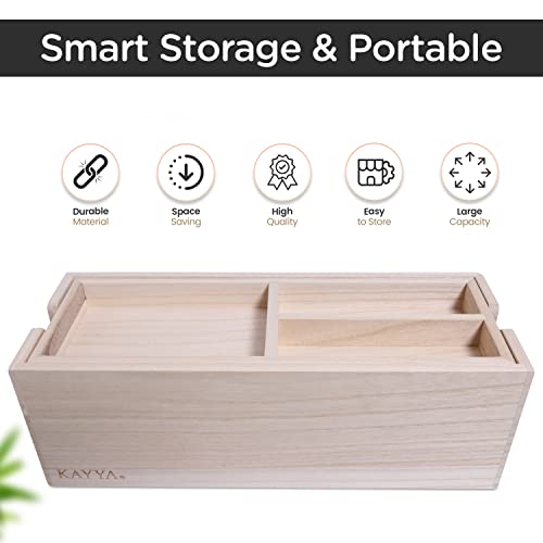 KAYYA Large Wooden Cable Management Box - Tv Extension Cord and Cable Organizer Box Hides Messy Wires |DIY Power Strip Storage| Power Strip Cover for Desk with Compartments.