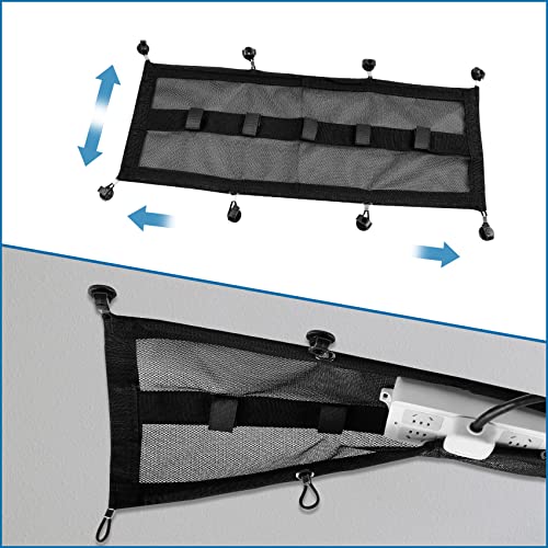 Cable Management Under Desk,Wire Hiders for Desk Flexible Under Desk Cable Management Tray Large Capacity Cord Management Under Desk for Office, Standing Desk,Home,Cable Organizer Desk 25 * 9"-8 Hook