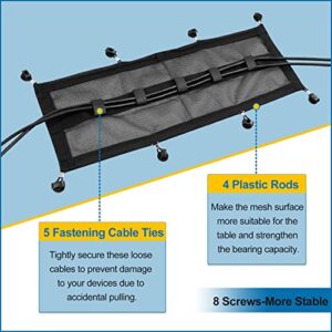 Cable Management Under Desk,Wire Hiders for Desk Flexible Under Desk Cable Management Tray Large Capacity Cord Management Under Desk for Office, Standing Desk,Home,Cable Organizer Desk 25 * 9"-8 Hook