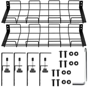 No Drill Under Desk Cable Management Tray, 2 Pack Desk Wire Management Cable Tray Sturdy Alloy Steel Wire Organizer Under Desk Basket for Office and Home Standing Desk