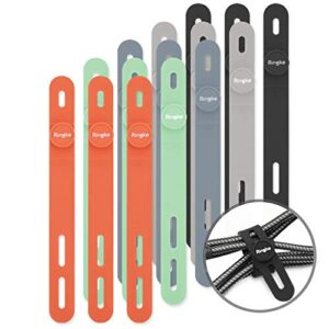 ringke cable tie silicone (15 pack) colorful reusable holder strap organizer management for fastening cable cords and wires