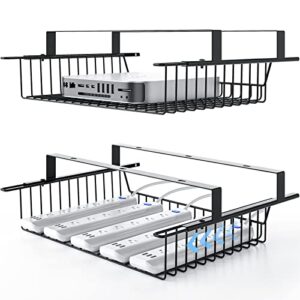 under desk storage shelf 1 pack - metal under desk drawer slide out - no drill/drill under desk cable management tray basket - large under table organizer rack for home office, 12.6 x 9.45 x 3.93in