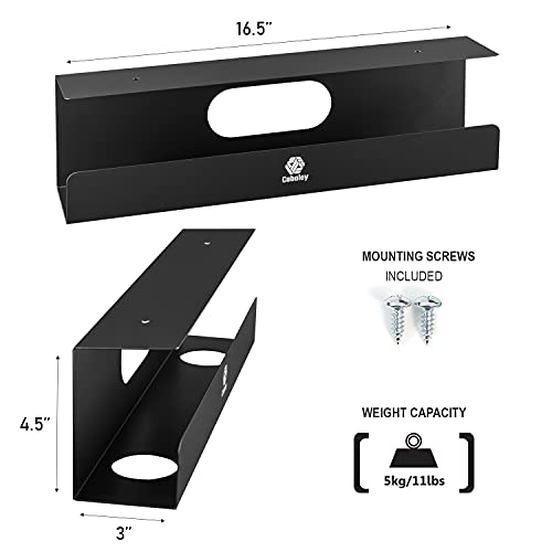 Under Desk Cable Management Tray, Sturdy Steel Organizer Rack Holder for Cords, Wires, Power Strips, Power Bricks, Adapters, Black