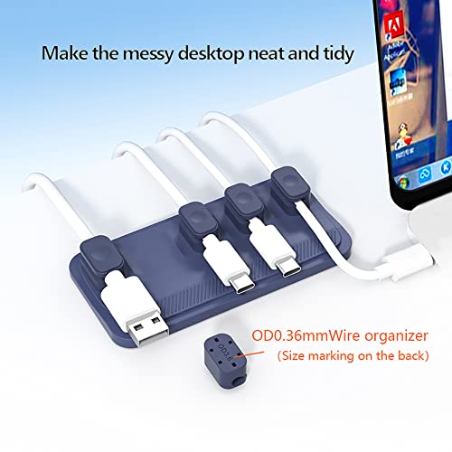 Cable Holder Cord Organizer Magnetic Multipurpose Desk Cable Keeper SHEEAST Cable Management 5 Clips for USB C Cables, Micro Cables, Sticks to Wood Marble Metal Glass, Blue 2 Pack