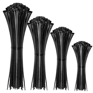 cable zip ties,400 pack black zip ties assorted sizes 12+8+6+4 inch,multi-purpose self-locking nylon cable ties cord management ties,plastic wire ties for home,office,garden,workshop. by have me td