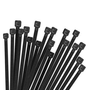 hmrope 100pcs cable zip ties heavy duty 12 inch, premium plastic wire ties with 50 pounds tensile strength, self-locking black nylon zip ties for indoor and outdoor