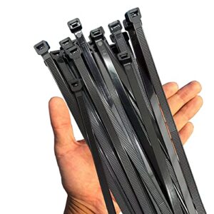 200lb zip ties heavy duty 18 inch 70pcs, large black cable tie, thick heat resistant zipties, big wide wire ties, industrial tie wraps for outdoor use