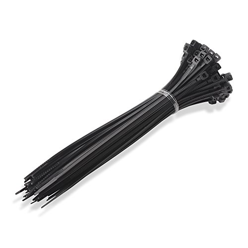 Cable Matters 200-Pack Indoor and Outdoor 6, 8,12-Inch Self-Locking Nylon Zip Ties Assorted Sizes (Tie Wraps, Cable Ties, Zipties) in Black and White