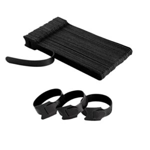 120pcs reusable fastening cable ties - bseleyy 6 in cable management ties cable straps with hook and loop multipurpose adjustable cord ties cord organizer for home office (black)