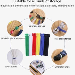 120PCS Reusable Fastening Cable Ties - BSELEYY 6 in Cable Management Ties Cable Straps With Hook and Loop Multipurpose Adjustable Cord Ties Cord Organizer for Home Office (Black)