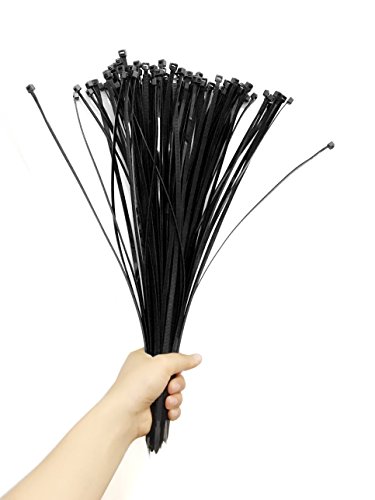 NewNewStar 14.6" 100Pack Heavy Duty Nylon Cable Zip Ties, 50 lb Test, 4.8mm Wide and 370mm Long (Black)