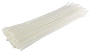 gtse 14 inch white/clear zip ties, 100 pack, 50lb strength, uv resistant long nylon cable ties, self-locking 14" tie wraps