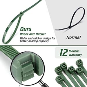 200pcs 4 Sizes Cable Zip Ties, Idemeet 12+10+8+4 Inch Heavy Duty PA66 Plastic Wire Ties, Premium Self-locking Nylon Cable Ties Decoration Tie Wraps for Gardening Fence Farming Grid Wall, Green