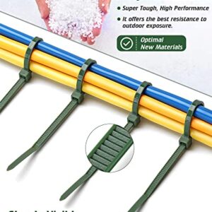 200pcs 4 Sizes Cable Zip Ties, Idemeet 12+10+8+4 Inch Heavy Duty PA66 Plastic Wire Ties, Premium Self-locking Nylon Cable Ties Decoration Tie Wraps for Gardening Fence Farming Grid Wall, Green