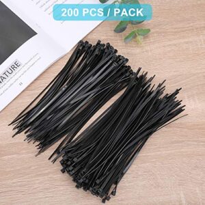 200pcs Zip Ties 8 Inch Black, Heavy Duty Zip Tie, 40lb Strength Cable Ties, Industrial Nylon Wire Tie Wraps for Garage and Workshop.