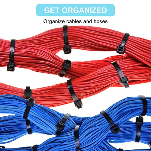 200pcs Zip Ties 8 Inch Black, Heavy Duty Zip Tie, 40lb Strength Cable Ties, Industrial Nylon Wire Tie Wraps for Garage and Workshop.