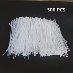 Zip Ties 500 pcs 4 inch Cable Zip Ties Heavy Duty, Premium Plastic Wire Ties with 40 LBS Tensile Strength, UV Resistant Cable Ties, Self-Locking White Nylon Tie Straps