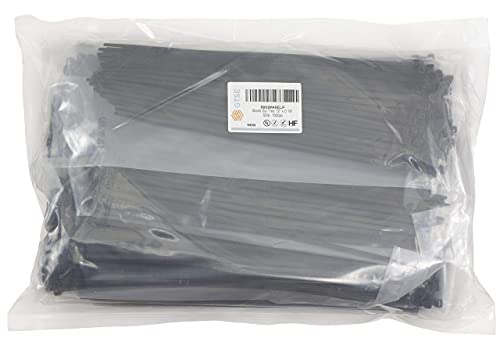 GTSE 12 Inch Black Zip Ties, 1,000 Bulk Pack, 50lb Strength, UV Resistant Long Nylon Cable Ties, Self-Locking 12" Tie Wraps