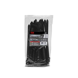 tr industrial ultra heavy duty multi-purpose uv cable ties (50-piece), 250 lbs. tensile strength, 8.9", black