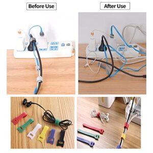 WFAUIBR 60PCS Cable Management ，Fastening Cable Ties Reusable，velcro straps，cord organizer，Multi-Purpose Adjustable Cord Organizer， Office Electric Wires, Assorted Colors