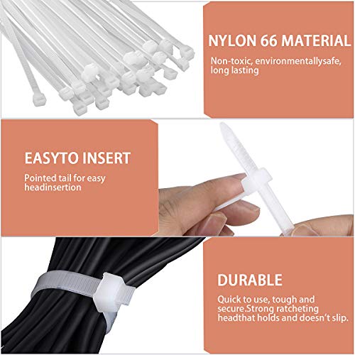 Halsouy Zip Ties Nylon Self-locking Wire Ties 30 Pack - White (24 Inch)