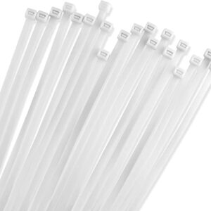 15 Inch White Zip Cable Ties (100 Pack), 120lbs Tensile Strength - Heavy Duty, Self-Locking Premium Nylon Cable Wire Ties for Indoor and Outdoor by Bolt Dropper (White)