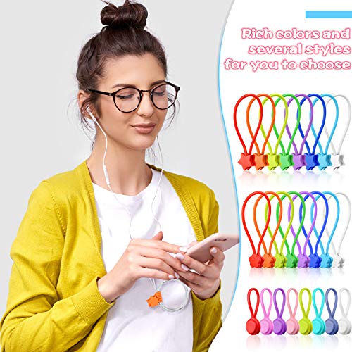 32 Pcs Magnetic Cable Ties Silicone Cable Management Ties Magnet Twist Ties Reusable Cord Clips for Bundling, Organizing, Holding Cable Wire Cord to Fridge Home Car Office (Delicate Style, 4 Inch)